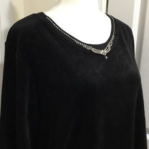 Quacker Factory | Tops | Quaker Factory Black Velour Top With ...